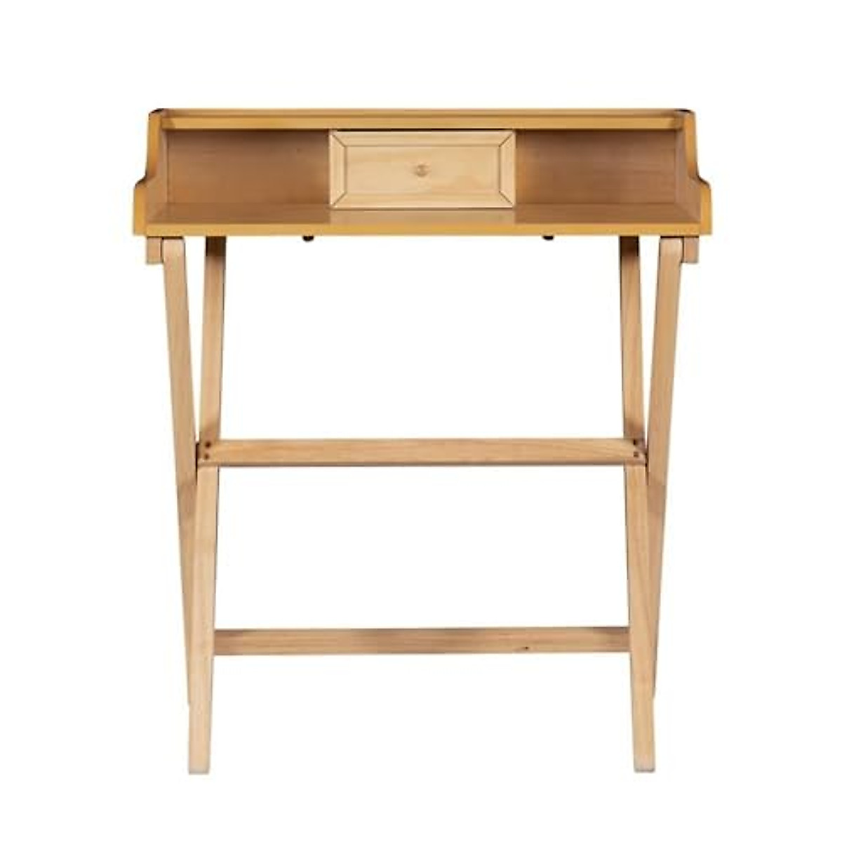 Linon Cade Wood Folding Desk with Small Drawer in Natural Brown Stain