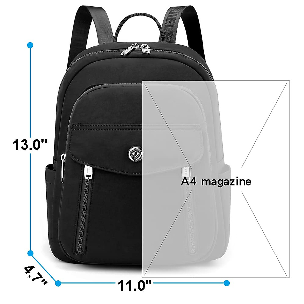 Collsants Small Backpack for Women Girls Teen Mini Nylon Backpack Fashion Backpack Bookbag Daypack（black）