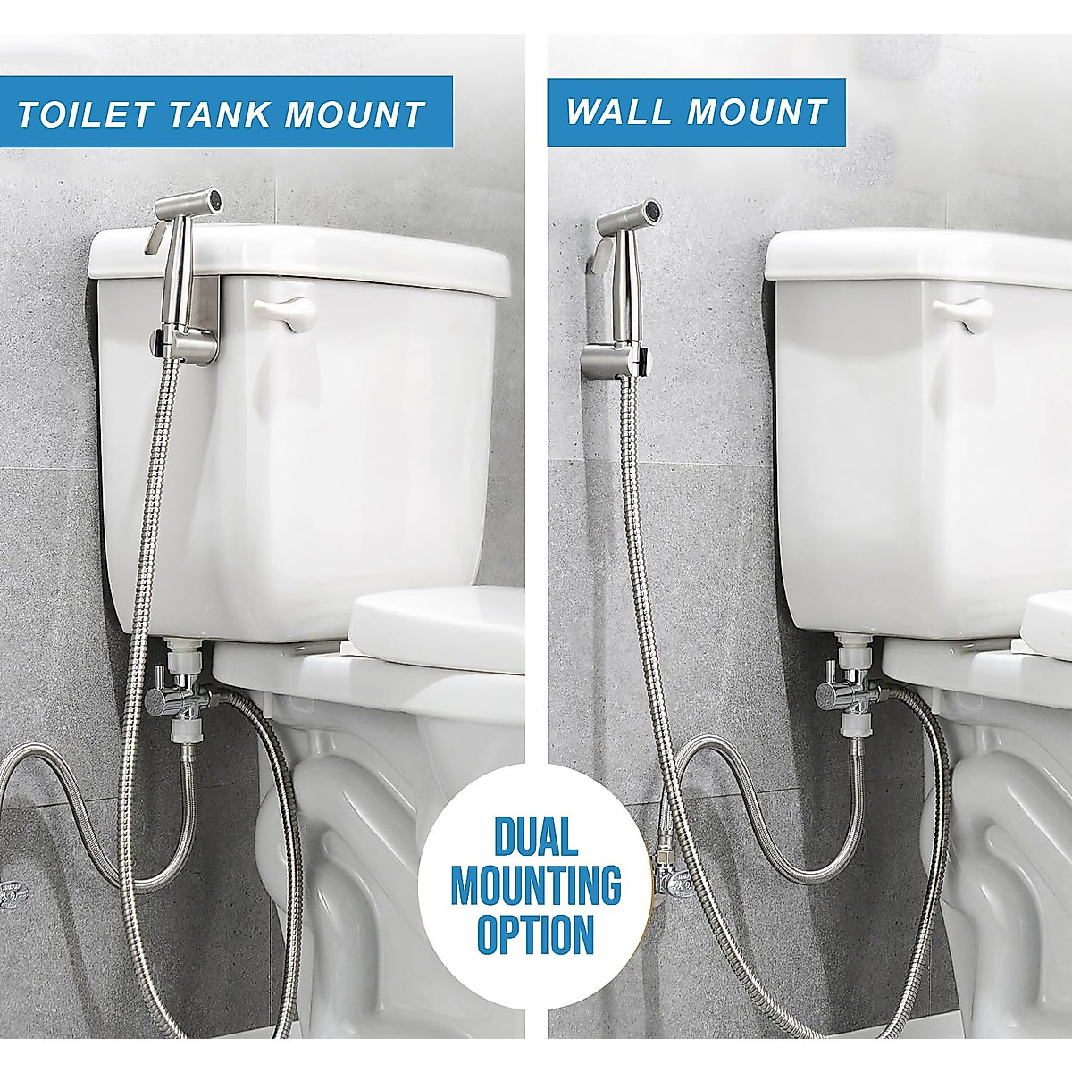 My Homebound Handheld Toilet Bidet Sprayer, Stainless Steel Jet Sprayer kit, Bathroom Bidet with Adjustable Water Pressure, Easy to Install Bidet Faucet Sprayer for Baby Cloth Diaper Cleaning