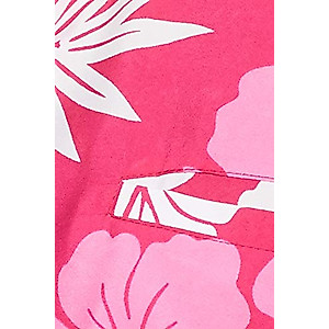 Stylore Hawaiian Shirt for Men Aloha Shadow Hibiscus Pink White Small