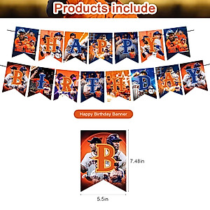 Astros Baseball Party Decorations,Birthday Party Supplies For Baseball Team Party Supplies Includes Banner - Cake Topper - 12 Cupcake Toppers - 18 Balloons