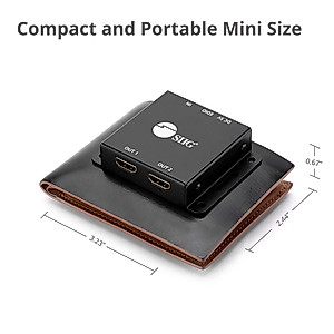 SIIG 1x2 Port HDMI 2.0 Splitter 4K 60Hz HDR Compact USB Powered Auto Scaling HDMI Splitter - HDMI 2.0a HDCP 2.2, 18Gbps, YUV 4:4:4, 3D, EDID, Dolby Digital - 1 in 2 Out, TAA compliant (CE-H23K11-S1)
