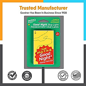 Gardner Good Night Glueboards Insects Catcher for Indoors 1 Pack of 12 Replacement - Sticky Glue Card for Good Night Bug Light - Glue Traps Mosquitoes, Bugs, Fruit Flies and Many More Insects