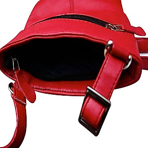 Rising Bloom Handmade Real Leather Cross Body Bag Messenger Bag Soft Shoulder Bag Organizer For Ladies Mens Unisex New (Red Leather)