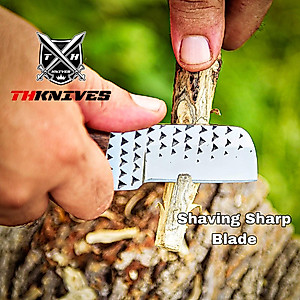 TH knives Handmade Farrier Rasp Steel Bull Cutter Knife with Pancake leather Sheath Fixed Blade Western Cowboy knife, Utility knife for Hunting, Camping, outdoor Full Tang EDC knife with Burn Bone