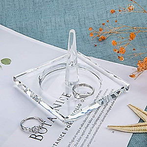 H&D Square Crystal Glass Ring Holder for Jewelry