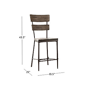 Hillsdale Jennings Counter Height, Set of 2 Stool, Walnut Wood/Brown Metal
