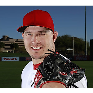 Rawlings | MARK OF A PRO LITE Youth Baseball Glove | Right Hand Throw | 10.5" - Basket Web | Mike Trout Model - Grey/Red/Navy