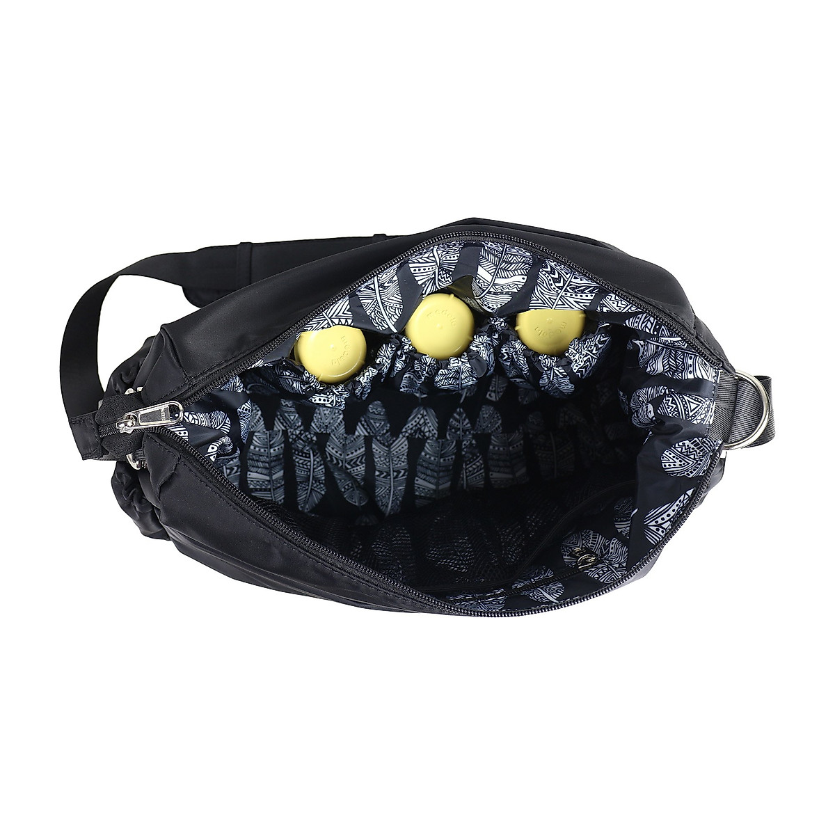 Purse Diaper Bag in Black Nylon with Matching Changing Pad Stroller Straps Premium Zippers 11 Pockets Insulated for Baby Bottles Crossbody Silver Tone Hardware Spacious Perfect for Moms on The Go