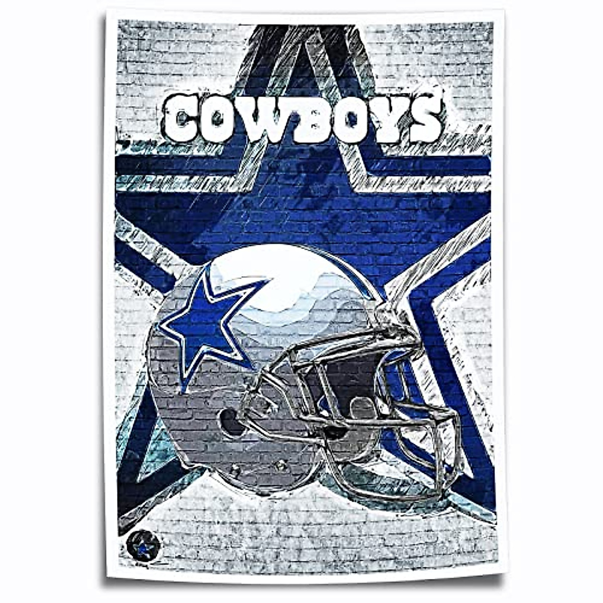 Dallas American Football Cowboys Poster Sports Painting Posters Print Canvas Wall Art Decor for Bedroom Gifts To Men Fans Christmas Birthday Party Decoration NOUCAN (16x24inch-Unframed,A)