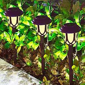 StarGinz Solar Lights Outdoor Decorative,10 Packs Solar Pathway Lights,Powered Landscape Lighting,Waterproof Solar Powered Garden Yard Lights for Walkway Sidewalk Driveway-Warm White