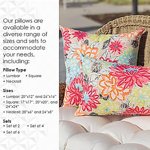 RSH DECOR: Sunbrella Lumbar & Square Pillows Set of 4 | 20" x 12" & 17" x 17" | Water and Fade-Resistant Performance Fabric | Outdoor Throw Pillows for Patio Furniture | Astoria Sunset