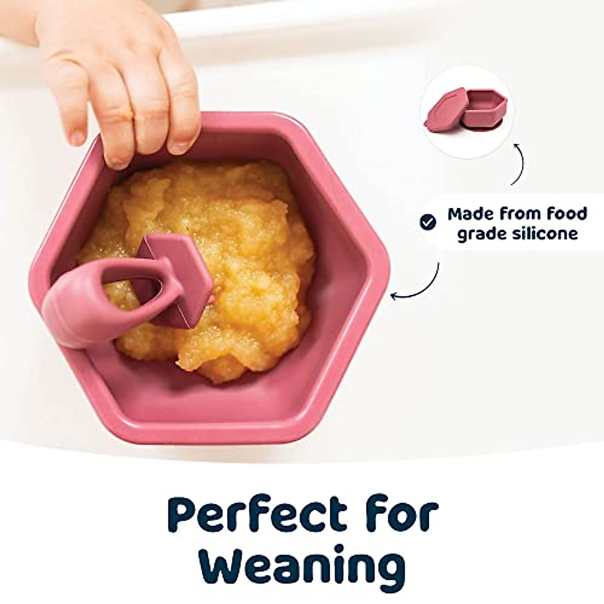 Tiny Twinkle Silicone Suction Bowls Set with lids for Baby and Toddler - 100% Silicone - BPA Free - Microwave Safe - Suction Bowls For Baby, Snack Containers For Toddlers (Rose, Burgundy, 2 Pack)