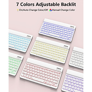 iPad Air 5th/4th Generation Keyboard Case 2022/2020, iPad Pro 11 1st/2nd/3rd 2018/2020/2021 10.9 inch Case with Keyboard & Pencil Holder, Removable 7 Colors Backlit Bluetooth Wireless Keyboard (Pink)