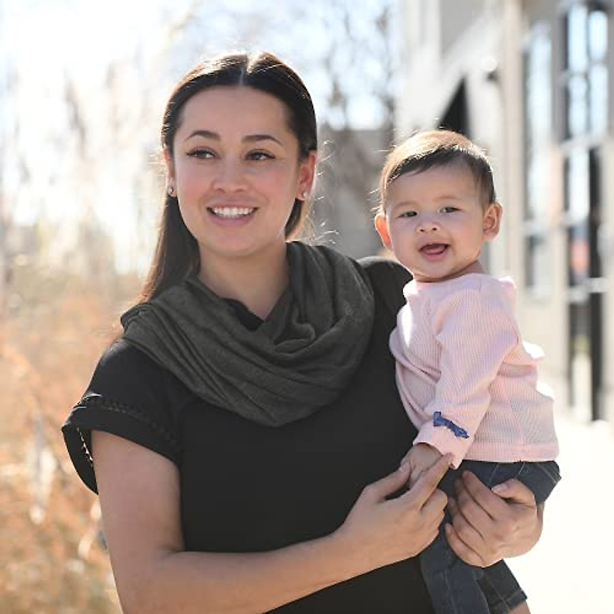 Travel Bug 5-in-1 Nursing Cover and Car Seat Cover for Babies, Charcoal Heather Grey