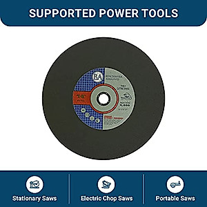 Benchmark Abrasives 14" x 1/8" x 1" Aluminum Oxide Type 1 Chop Saw Blade Cutting Wheel for High-Speed Power Saws, Max. RPM 4400, Precise Cutting of Metal Steel Drywall - 10 Pack
