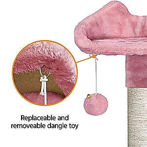 Yaheetech Multi-Level Cat Tree, Large Cat Tower with Condos Platform, Cat House Cat Tree for Medium Cats Pink, 64.5in
