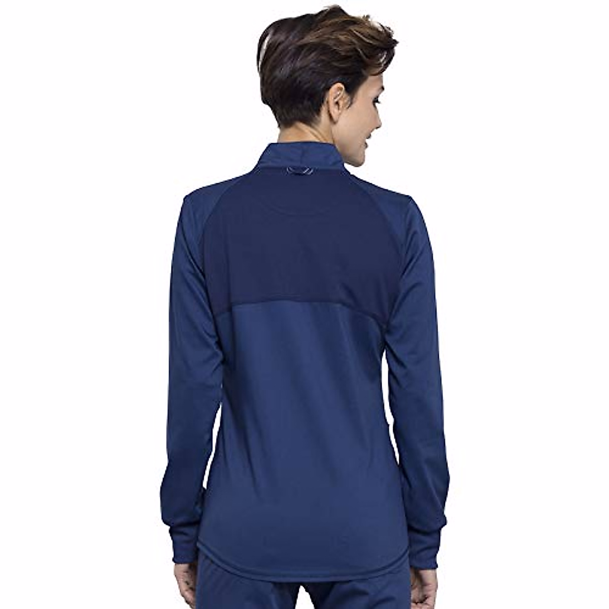 Cherokee Womens Zip Up Scrub Jackets with Breathable Mesh and Shirttail Hemline WW301, M, Navy