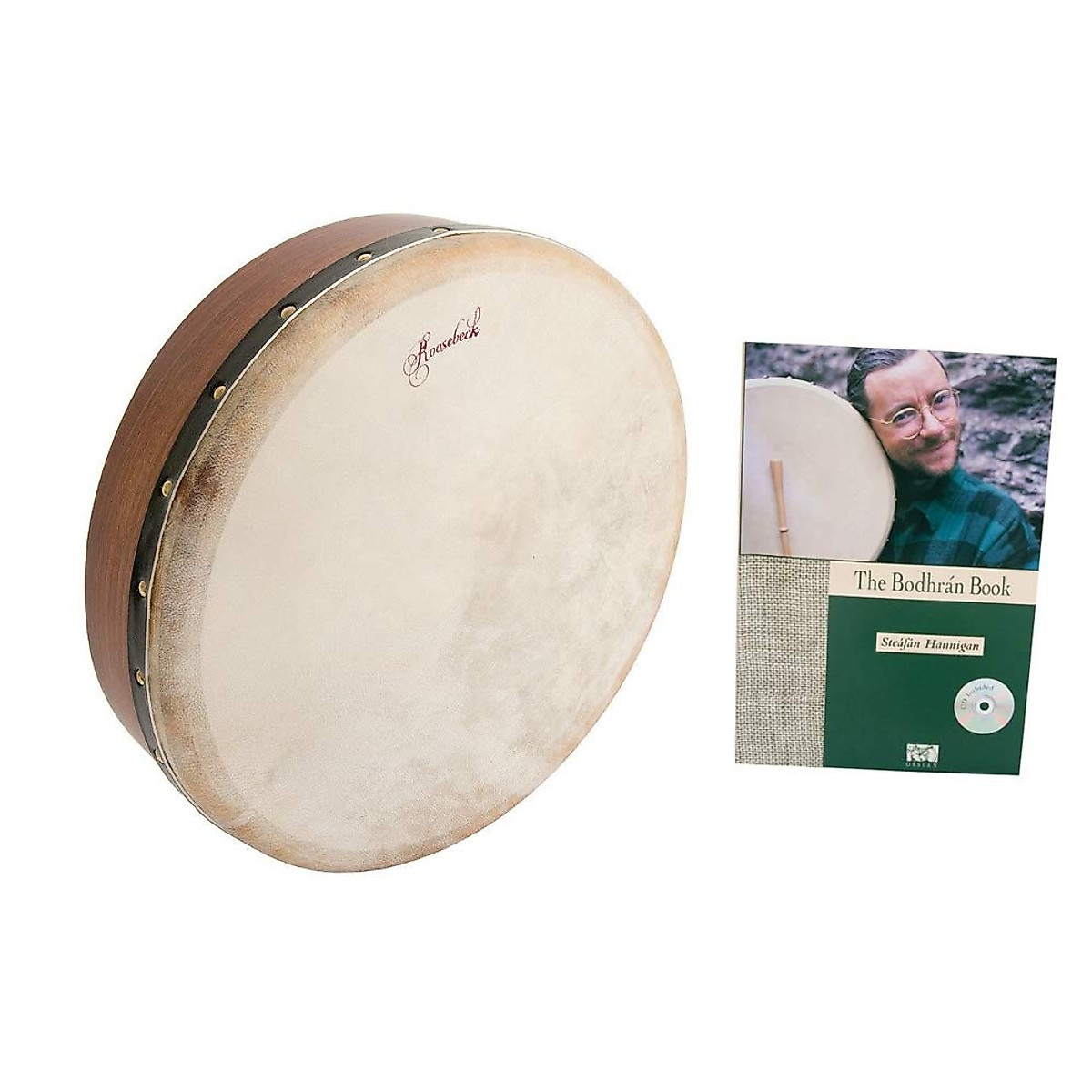 Includes: 14 inch Irish Celtic Bodhran Drum W/Fixed Goatskin Head ~ Solid Sheesham Frame + The Bodhran Drum Book & Cd