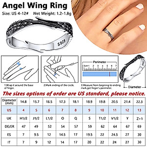Sterling Silver Women Rings Size 9 Angel Wings Thumb Finger Wedding Band for Couple