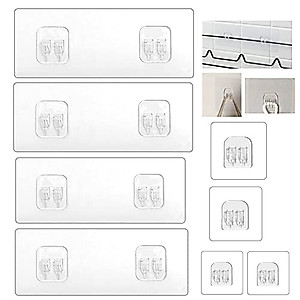 MGQFY 8 PCS Shower Caddy Adhesive Sticker Hook Replacement Hooks Mount for Shower Basket Bathroom Shelf Soap Dish Holder for Kitchen Strip Storage Shelves (8)