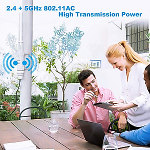 N/C (Upgrade Version) AC600 Dual Band 2.4+5G 600Mbps Outdoor WiFi Extender,3 in 1 Outside Weatherproof PoE Access Point (AP)/ Wireless Repeater/Router/Internet Bridge Amplifier Signal Booster