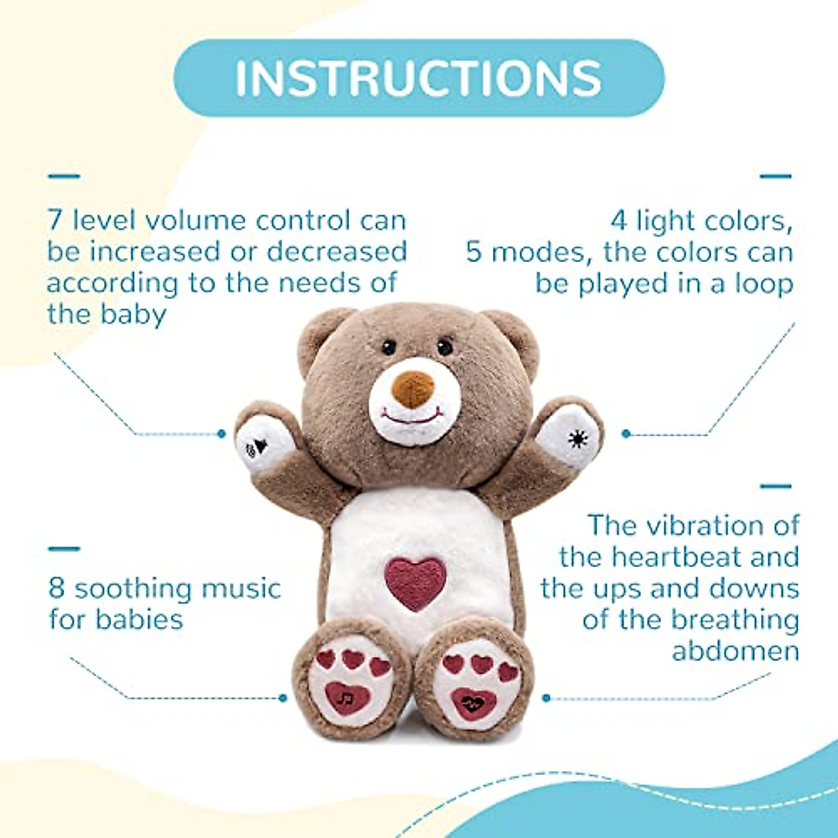 DEARBABY Baby Sleep Soother,Newborn Essentials Baby Stuff Toys 0-6 Months,Baby Christmas Girl Gifts Sound Machine for Nursery with Realistic Breathing Motion Shusher Baby Registry Search