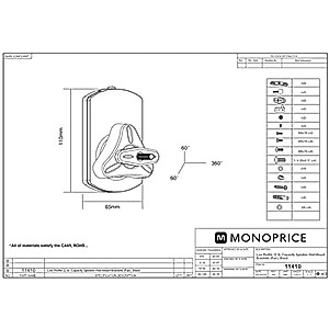 Monoprice Low Profile 22 lb. Capacity Speaker Wall Mount Brackets (Pair) Black