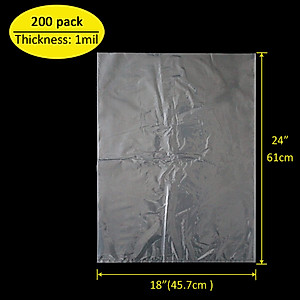 Belinlen 200 Pack 18 x 24 Inch Plastic Produce Bags Bread Loaf Bags Clear Plastic Flat Poly Bags with Twist Ties for Food, Bread, Dough, Clothes Packaging, Storage, Gift Bag(1 Mil)