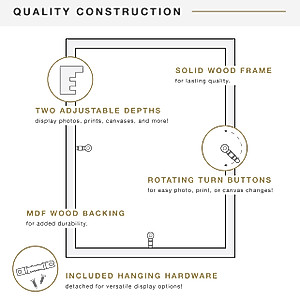 MCS Gallery Wooden Frame for Canvas, Art Boards, Photos and more, White, 16x20 with 11x14 Mat