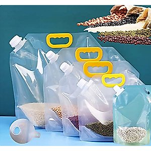 GUSAJ 10-pack of new grain moisture-proof airtight bags 5 reusable specifications for grain storage Vertical airtight bags for food storage Suitable for food, water, pet food, etc., 5 specifications