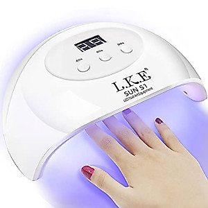 LKE UV LED Nail Lamp, Nail Dryer 72W Gel Polish Curing Lamp for Gel Nail Polish Kit Nail Art Accessories White