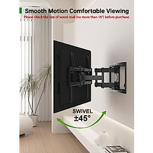 USX MOUNT Full Motion TV Wall Mount for Most 47-84 inch Flat Screen/LED/4K TV, TV Mount Bracket Dual Swivel Articulating Tilt 6 Arms, Max VESA 600x400mm, Holds up to 132lbs, Fits 8” 12” 16" Wood Studs