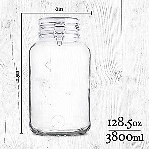 Glass Jars with Airtight Lid | Glass Airtight Food Storage Containers | Clear Leak Proof Rubber Gasket and Clamp Lid [Set of 4-1 Gallon Jars]