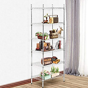 NSF Wire Shelf Organizer 6 Wire Shelving Unit Metal Storage Shelves, Utility Commercial Grade Heavy Duty Height Adjustable Leveling Feet Steel Layer shelf Rack 1500 LBS Capacity-14x24x60,Chrome
