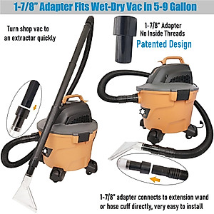 Happy Tree Universal Fits All Shop Vacs with 2-1/2"& 1-7/8" & 1-1/4" Adapters Large 7-1/2"& Small 3-1/2" Clear Head for Upholstery/Carpet Cleaning, Shop Vac Extractor Attachment