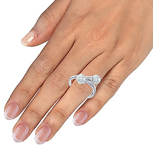 VIR JEWELS Glass Pearl Fashion Ring in .925 Sterling Silver with Rhodium Plating Size 8