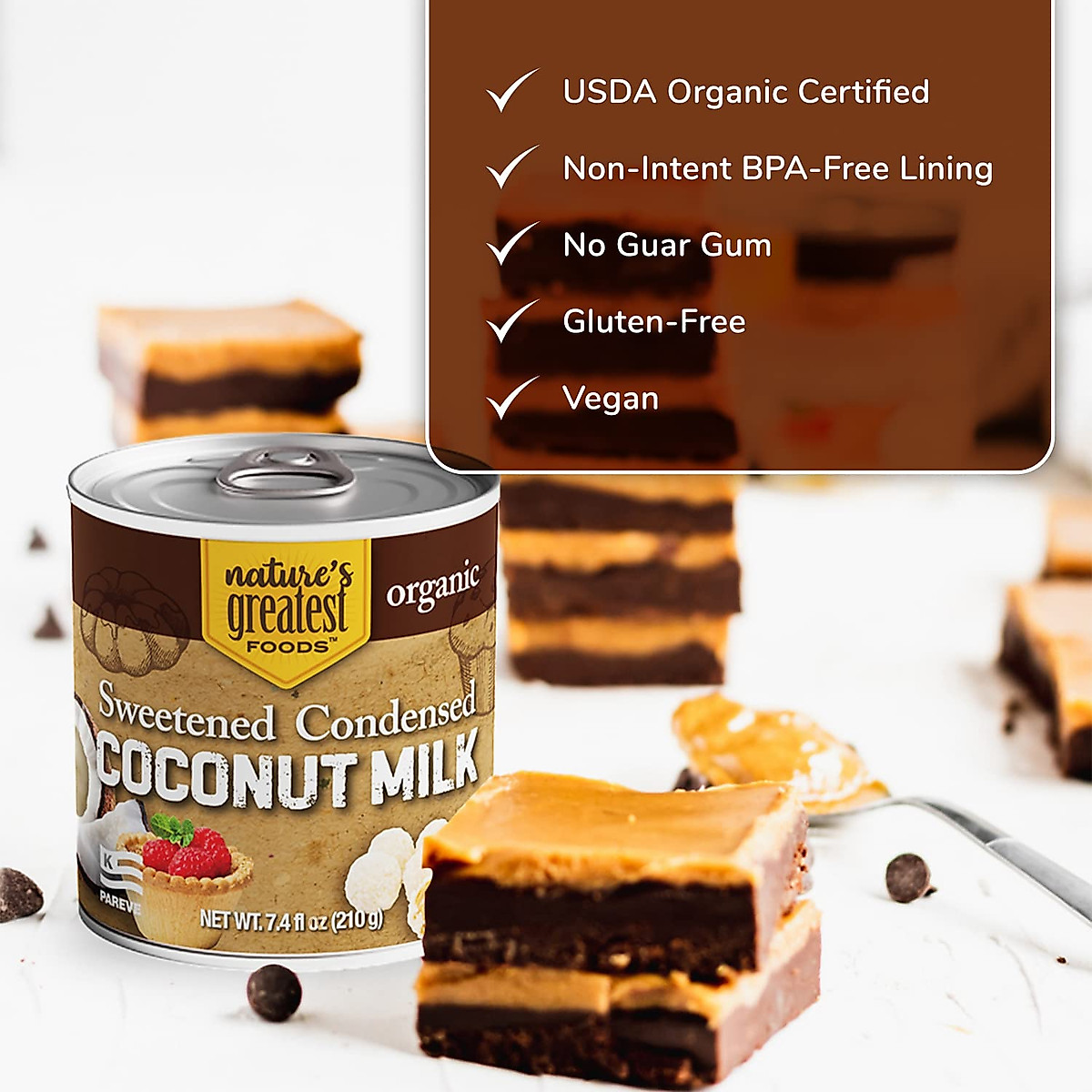 Organic Sweetened Condensed Coconut Milk by Nature’s Greatest Foods - 7.4 Oz – No Guar Gum, Gluten Free, Vegan (Pack of 12)