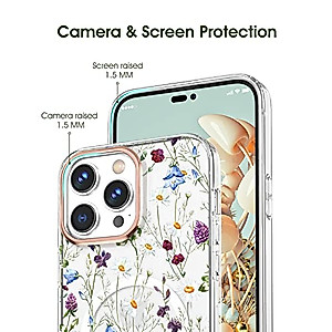 MILPROX Magsafe iPhone 14 Pro Max Flower Case (2022), Magnetic Cute Design for Girls Women, Shockproof Floral Pattern Hard Back - MS Garden
