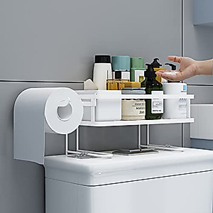 Apsan Over The Toilet Shelf, Bathroom Organizer Multifunctional Toilet Rack,No Drilling Space Saver with Wall Mounting Design (White)