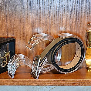 SUNSHNO 10 PCS Acrylic Belt Display Stand for Men and Women Belt, Rack Holder Closet Organizer Space Saver Case for Store Display or Home Use