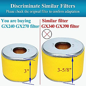 HOODELL 4 Pack GX270 Air Filter, Fit for Honda GX240 8HP GX 270 9HP Engine Air Filter, Professional 17210-ZE2-505 17210-ZE2-822 17210-ZE2-515 Air Filter