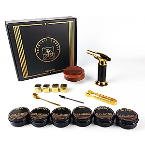 Cocktail Smoker Kit with Torch | 6 Flavors Wood Chips | Bourbon, Whiskey Smoker Infuser Kit, Old Fashioned Drink Smoker Kit, Birthday Bourbon Whiskey Gifts for Men, Dad, Husband