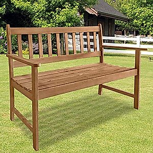 Patio Wood Bench Park Garden Outdoor Bench with Armrests Sturdy Acacia Wood Front Porch Chair, 705Lbs Weight Capacity, for Park Yard Patio Deck Balcony Lawn Decor, Natural Oiled