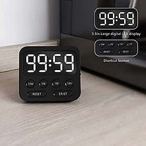 Timer,Kitchen Timer,Classroom Timer for Kids,Magnetic Digital Stopwatch Clock Countdown Countup Timer with Large LED Display Volume Adjustable for Cooking,Exercise, Baking, Desk