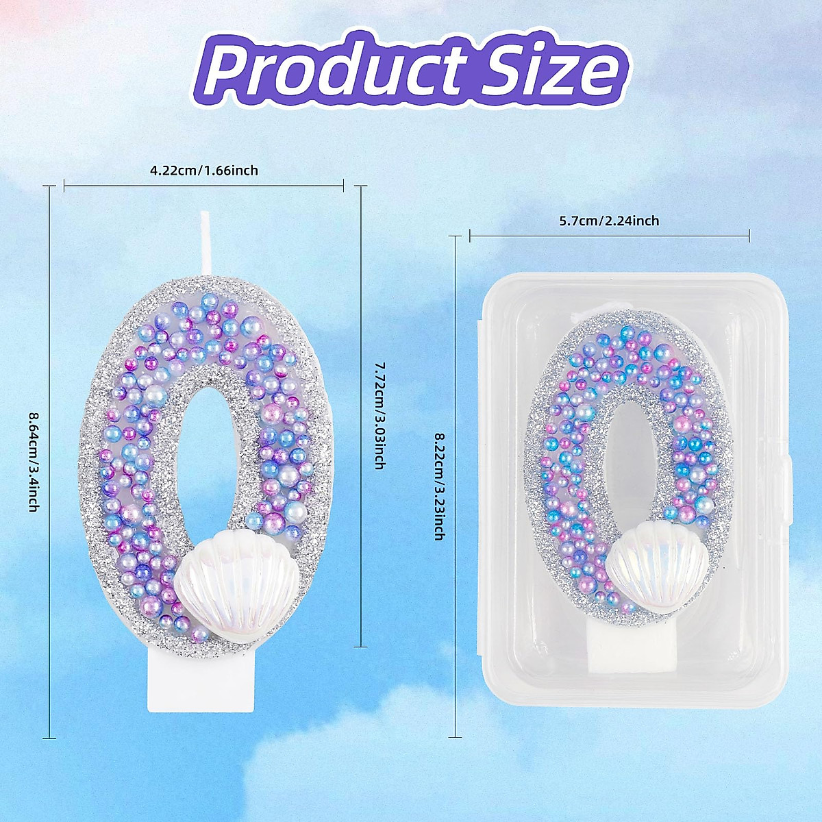 Girls Glitter 6 Birthday Number Candle, Pink Shell Sequins Blue Purple Pearls Number Birthday Candles for Boys Girls Birthday Cakes Mermaid Themed Birthday Decorations Party Supplies Number 6 Candle