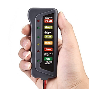 KIMISS Battery Tester, 12V LED Digital Car Motorcycle Battery Load Tester Analyzer Alternator Cranking Check Battery Condition and Alternator Charging