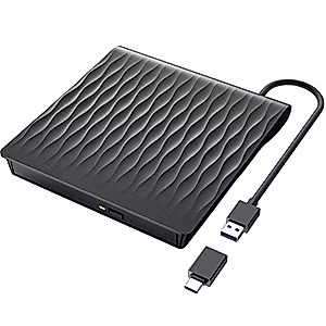 LPUNCD External CD/DVD Drive for Laptop USB 3.0 & Type-C，External CD DVD Burner CD/DVD+/-RW Rewriter for Laptop, Desktop, iMac, MacBook, Compatible with Windows 11/10/XP/8/7/Vista/Linux/MacOS, Black
