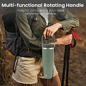 Riley Joy 32 oz 2.0 Stainless Steel Tumbler with Leak-Proof Lid and Straw, Double-Wall Vacuum Insulated Travel Mug for Coffee, Iced Tea, or Water - Ideal for Commutes and Outdoor