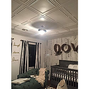 A La Maison Ceilings R24 Line Art Foam Glue-up Ceiling Tile (128 sq. ft./Case), Pack of 48, Plain White